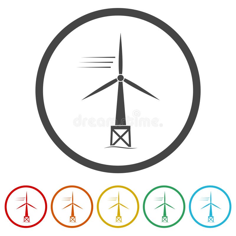 Wind Turbines Icon Isolated on White Background, Color Set Stock ... Wind Turbines Icon Isolated on White Background, Color Set Stock ...