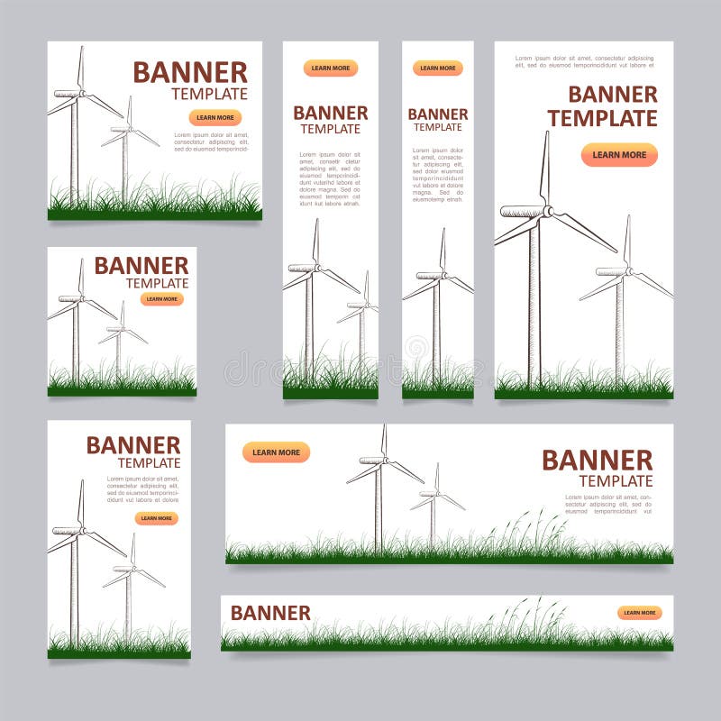 Wind Turbines Installation Web Banner Design Template Stock Vector ...