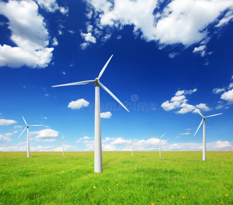 Wind turbines landscape. stock photo. Image of spin, beautiful - 15207566