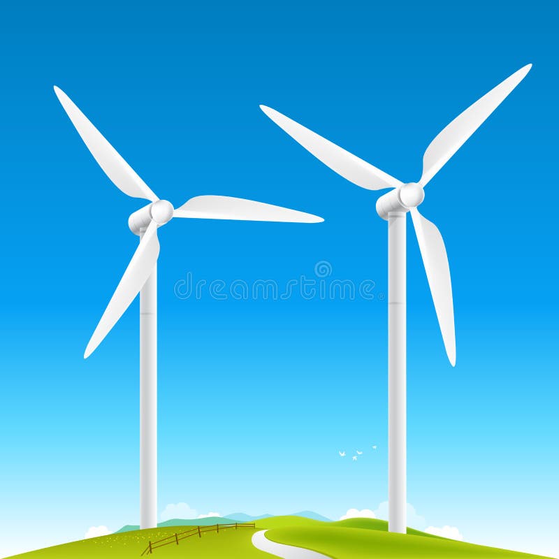 Wind turbines stock vector. Illustration of environment - 12593783