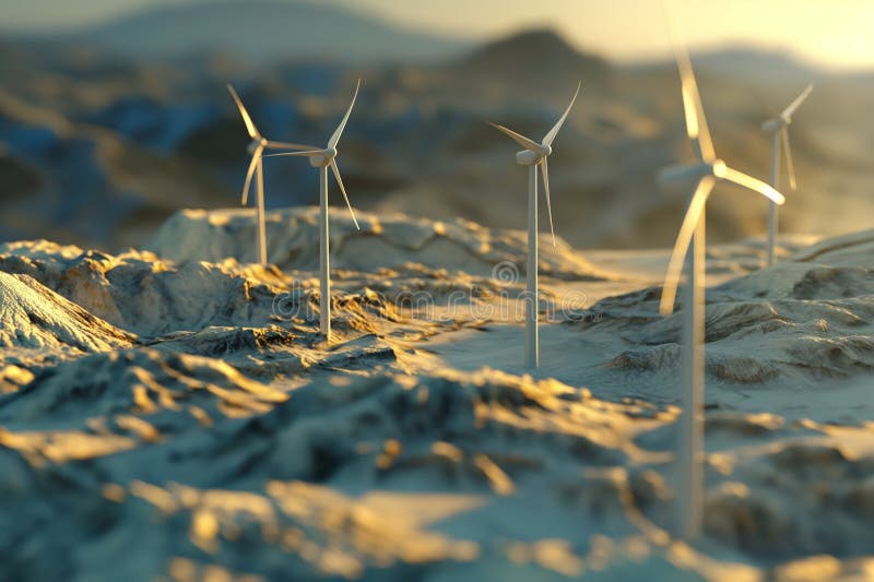Wind Turbines Landscape with Three-dimensional Elements, Wind Generator ...