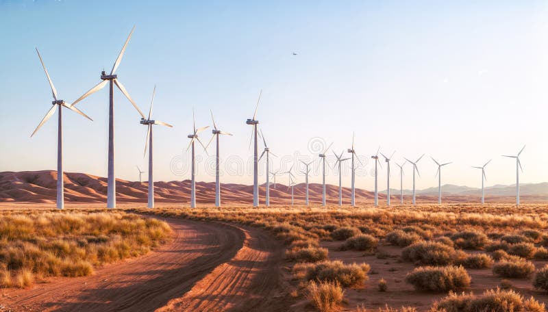 Wind Turbines in the Middle of the Namib Desert, Namibia Stock ...