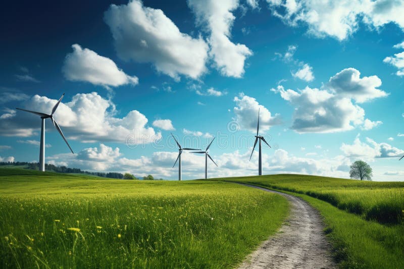 Wind Turbines in an Open Field, a Government-backed Renewable Energy ...