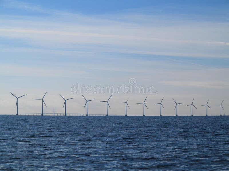 Wind Turbines Power Generator Farm in Sea Stock Image - Image of ...