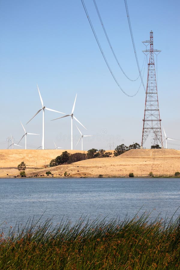 Wind Turbines and Power Lines Stock Photo - Image of towers, renewable ...