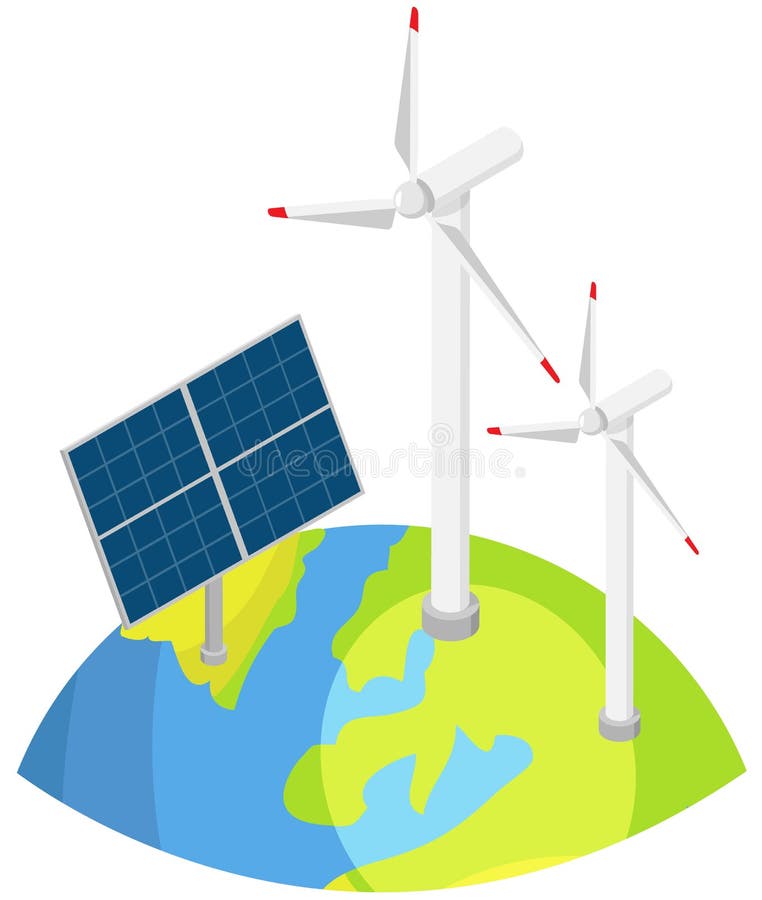 Wind Turbines Power Plant Solar Panels Station Alternative Renewable