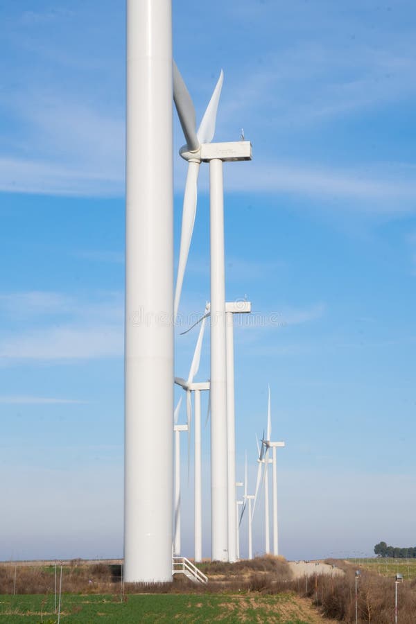 Wind Turbines Powering a Sustainable Future on Green Field Stock Photo ...