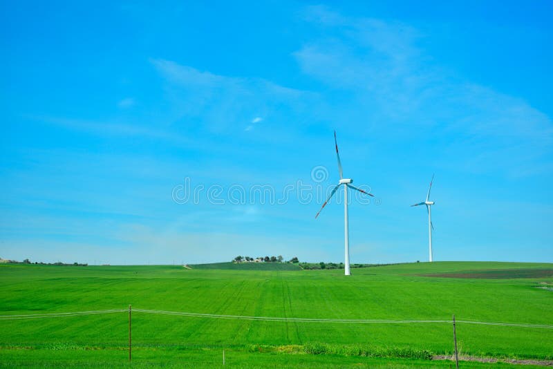 Wind turbines in puglia I stock photo. Image of puglia - 193621796