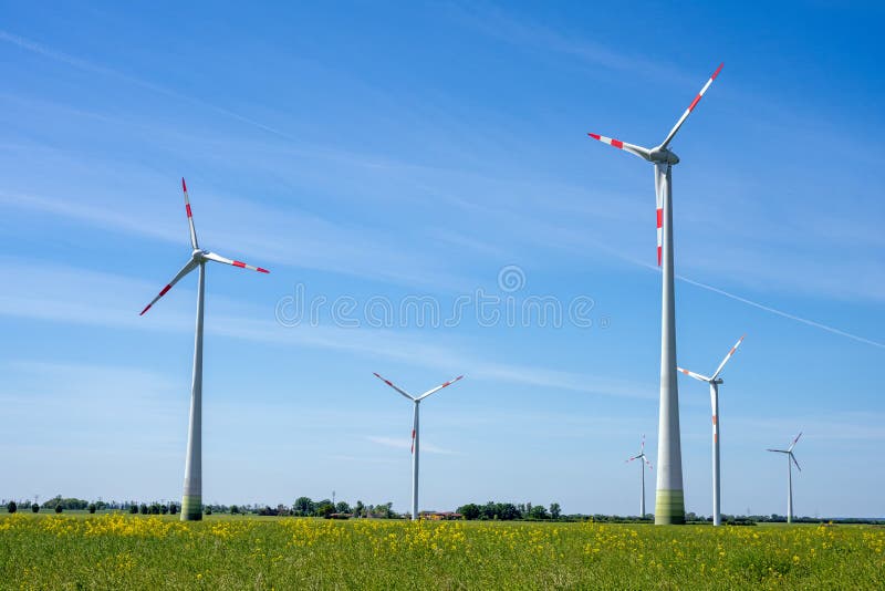 Wind Turbines in a Rural Area Stock Image - Image of ecological ...