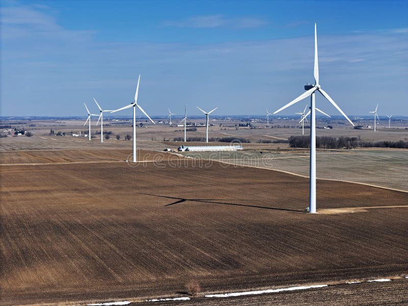 Wind Turbines in a Rural Landscape Generating Electric Power Stock ...