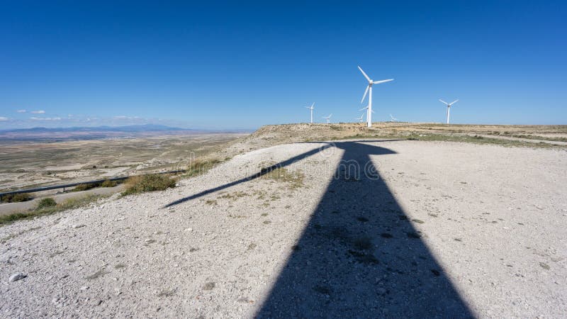 Wind Turbines and Shadow in Plateau Stock Photo - Image of exterior ...