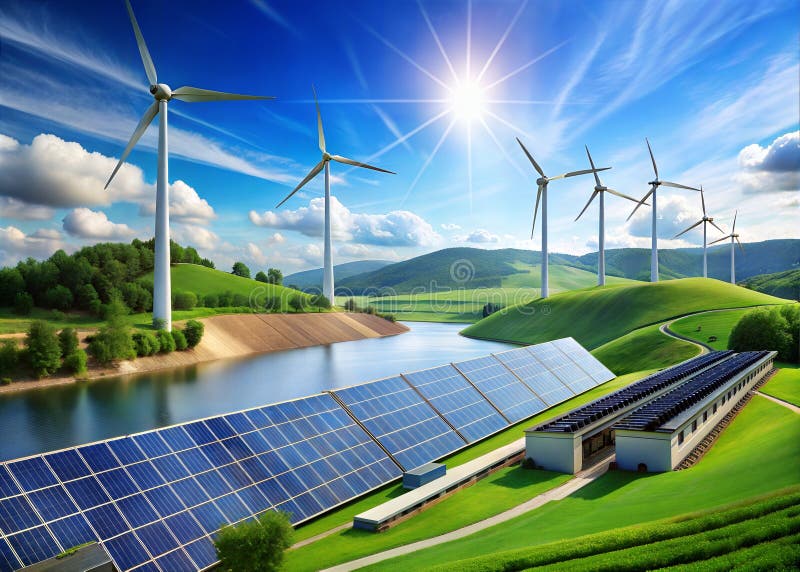 Wind Turbines and Solar Panels Integrated into the Environment ...