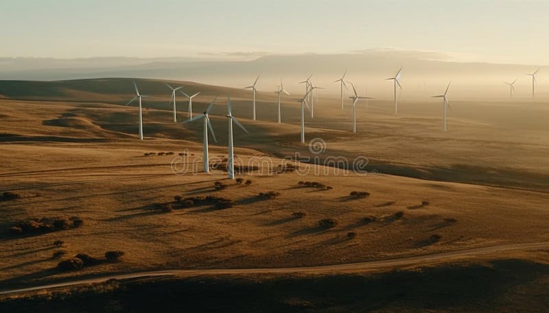 Wind Turbines Spin in Row, Powering Sustainable Energy Choice Generated ...