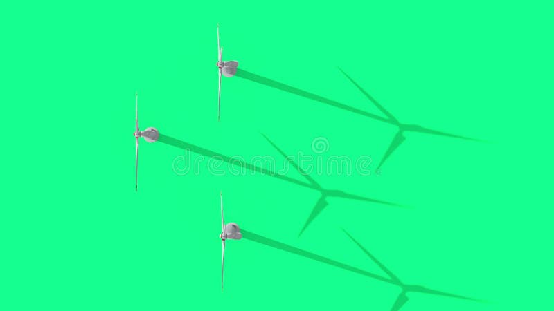 Wind Turbines Spinning Around Isolated on a Green Screen Stock Video ...