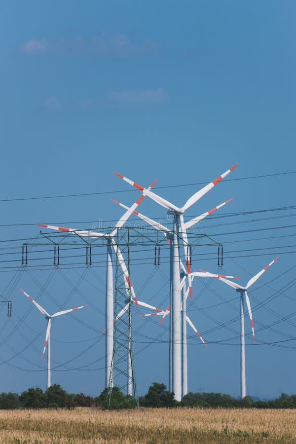 Wind Turbines in Strong Heat Haze (!) Stock Image - Image of warming ...