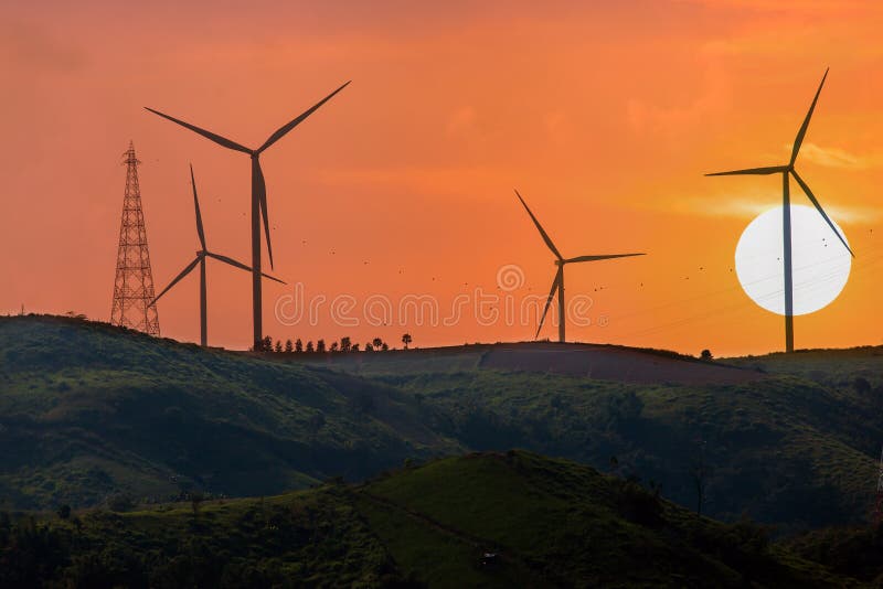 Wind Turbines on Sunny Morning Stock Photo - Image of beauty, heavens ...