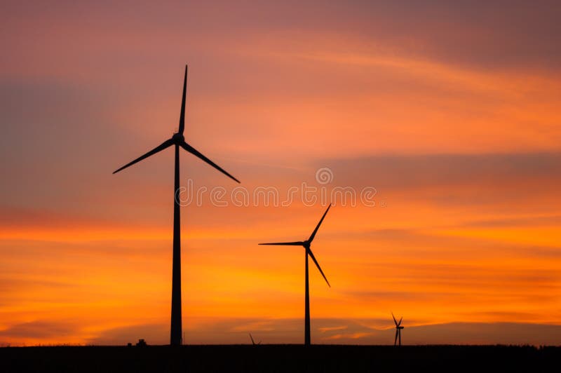 Wind Turbine Farm West Texas Sunrise Sunset Stock Image - Image of ...