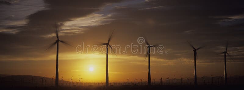 Wind turbines at sunset stock photo. Image of wind, power - 30842170