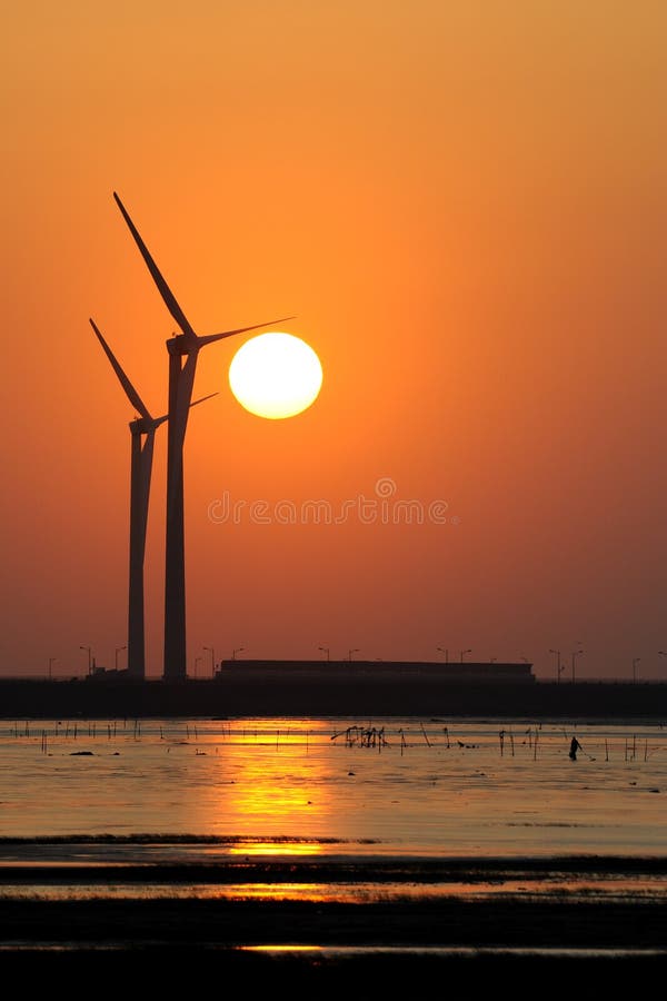 Wind Turbines at sunset stock image. Image of countryside - 31074069