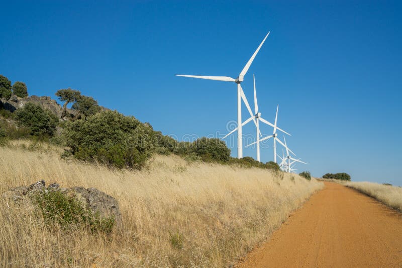 Wind Turbines and Track in the Countryside Stock Image - Image of ...