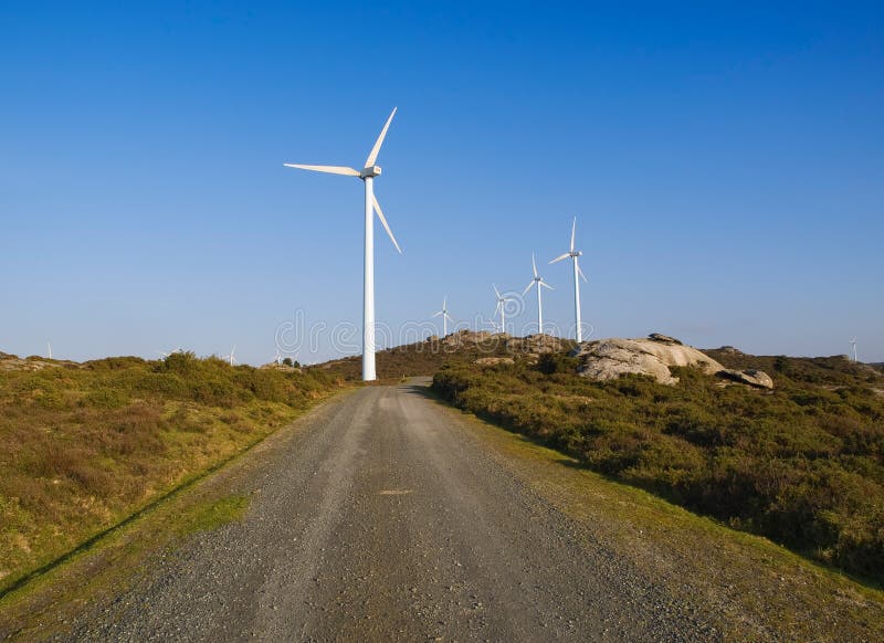 Wind turbines and trail stock image. Image of landscape - 30580297