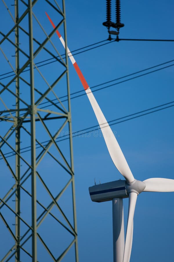 Wind Turbines and Transmission Line Stock Photo - Image of wind ...