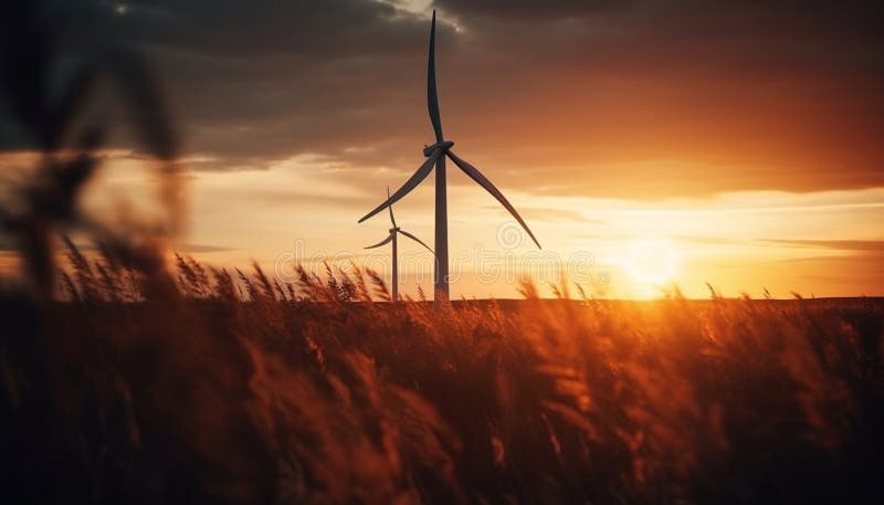 Wind Turbines Turning, Powering Sustainable Energy Growth Generated by ...