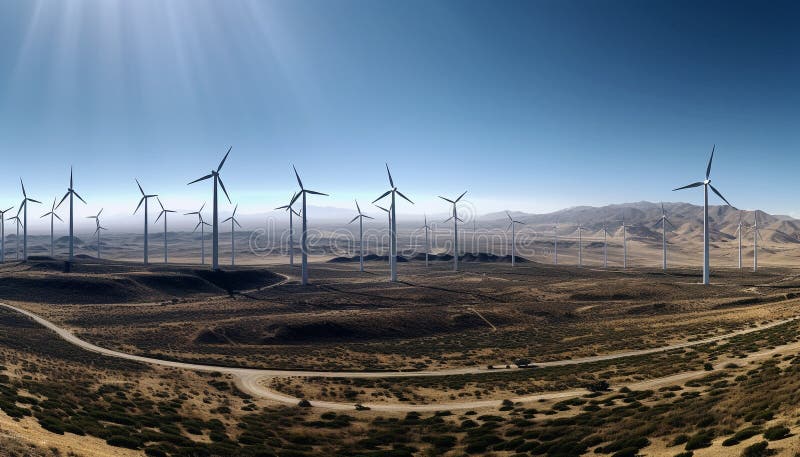 Wind Turbines Turning in a Row, Powering Sustainable Energy Growth ...
