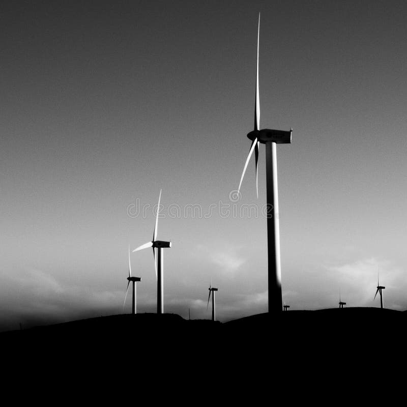 Wind Turbines in Black and White, Great View Stock Photo - Image of ... Wind Turbines in Black and White, Great View Stock Photo - Image of ...