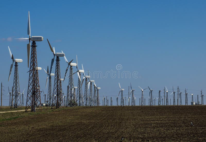 Wind Turbines Windmill Energy Farm Crimea Stock Photo - Image of ...