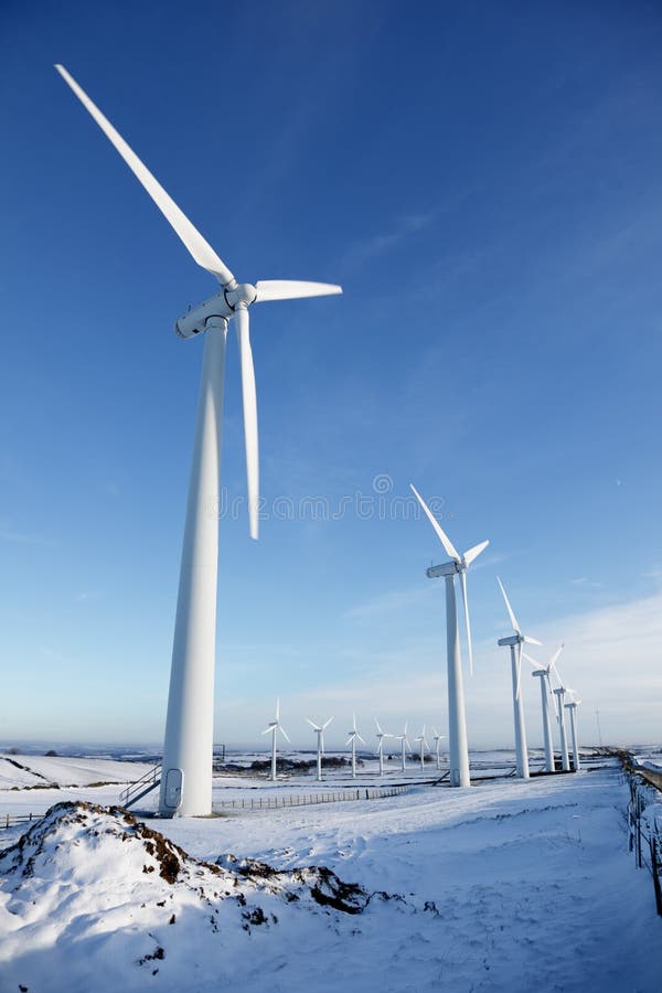 Wind turbines in winter stock image. Image of wind, scene - 12386833