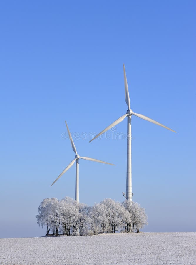 Wind turbines in winter stock image. Image of windpower - 8059709