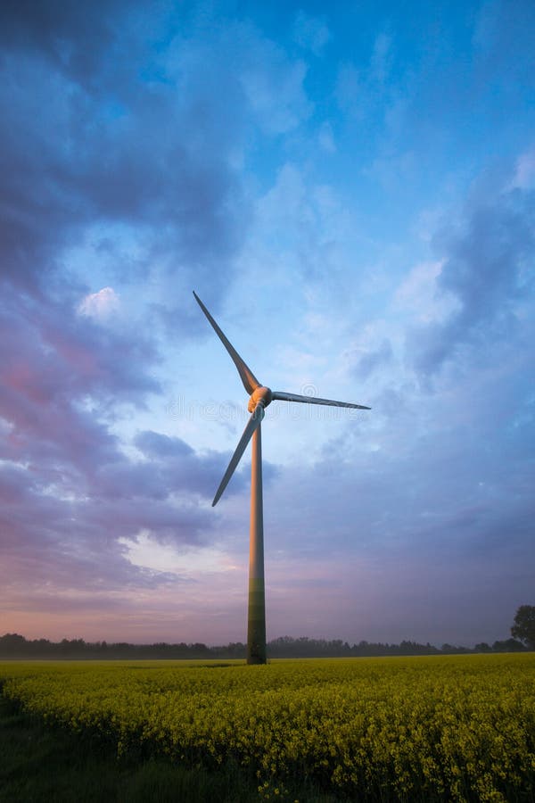 Wind Wheels at Sunrise and Fog Stock Image - Image of electric, global ...