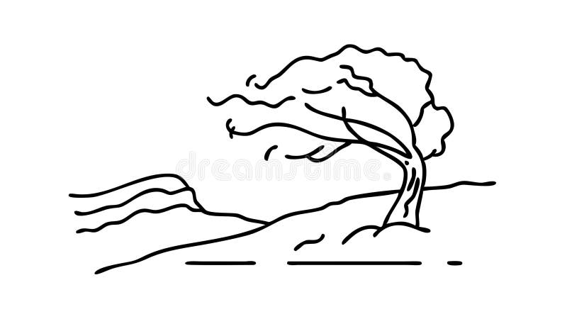 Windblown Tree Outline Icon Stock Illustrations – 9 Windblown Tree ...