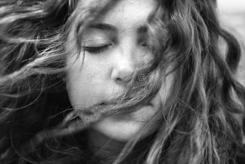 Windblown woman. stock image. Image of disheveled, messy - 2424177