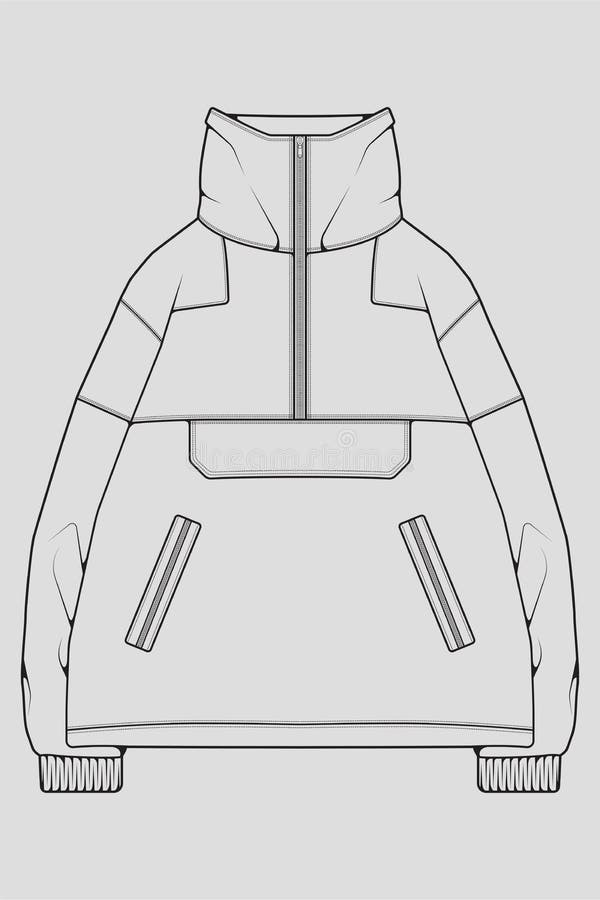 Windbreaker Jacket Technical Fashion Illustration Sketch Long Sleeves
