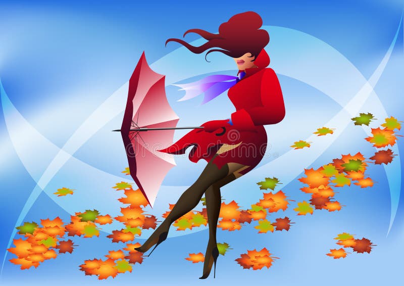 Winderige dag vector illustratie. Illustration of vallen - 26399976