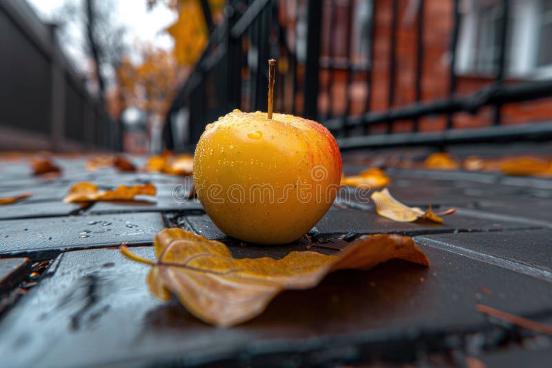 Windfall Apple: Fallen Fruit in the Garden Stock Illustration ...