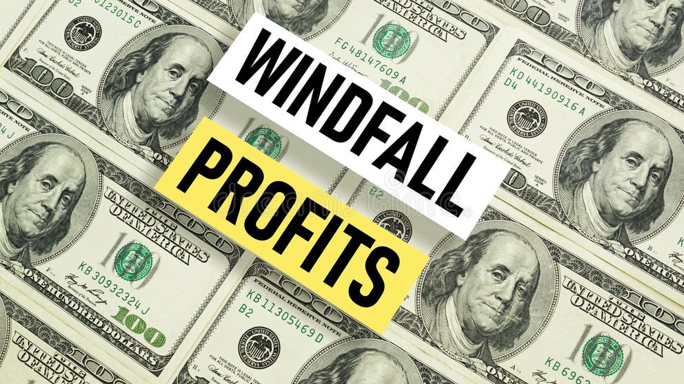 Windfall Profits is Shown Using the Text and Photo of Calculator Stock ...
