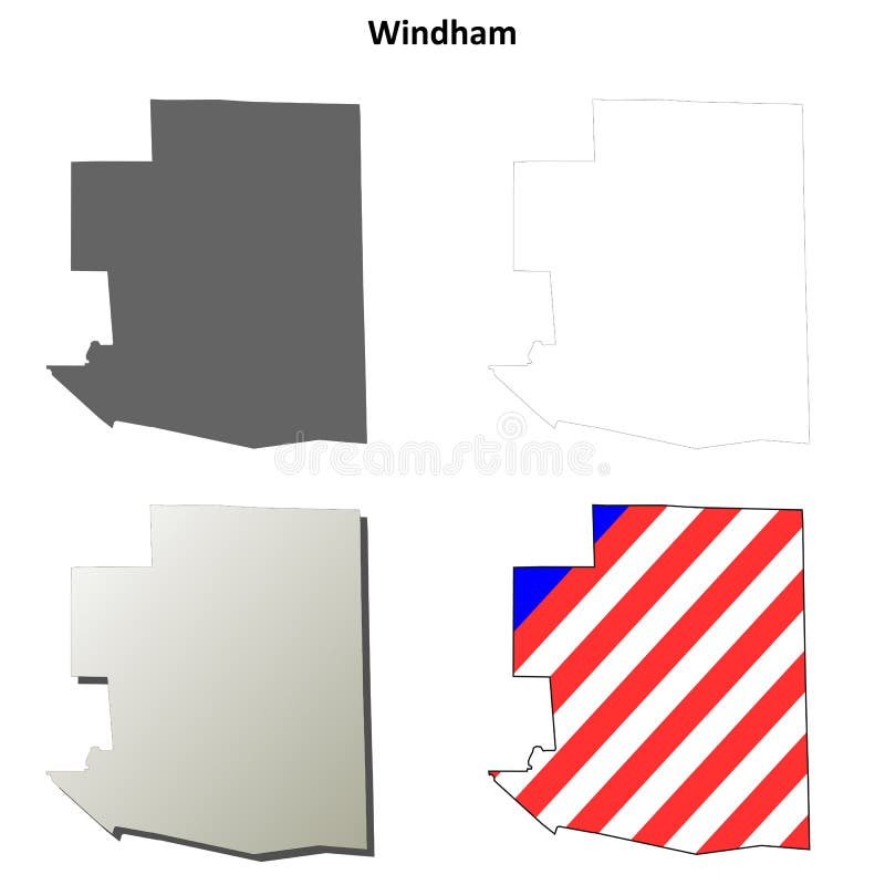 Windham County, Connecticut Outline Map Set Stock Vector - Illustration ...