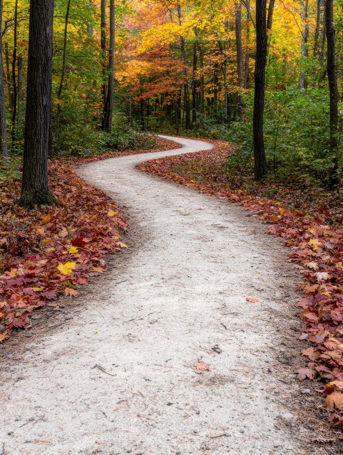Winding autumn forest path stock illustration. Illustration of autumn ...