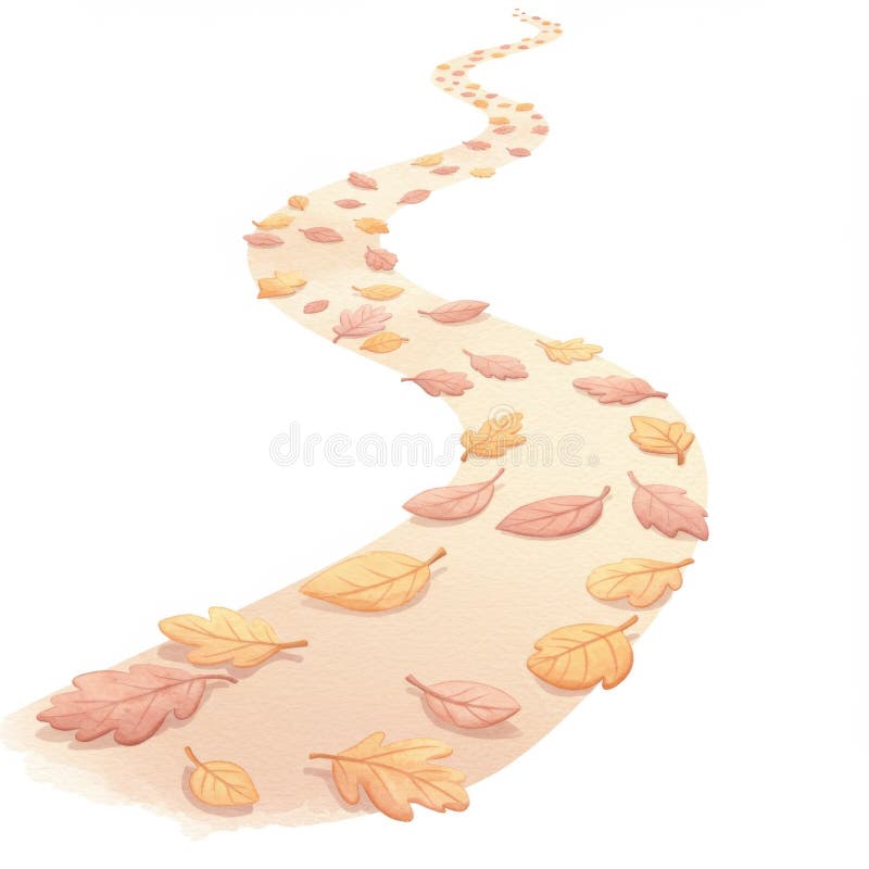 Winding Autumn Path with Colorful Leaves Illustration Stock ...