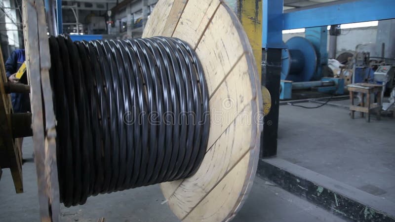 Winding the Cable Onto the Reel Stock Footage - Video of construction ...
