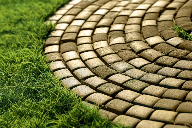 Winding Path in the Garden of Clinker Tiles. Generative AI Stock Image ...