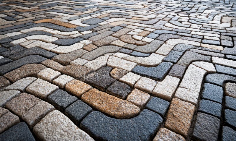 Winding Cobblestone Path with Various Colors Creates a Textured and ...