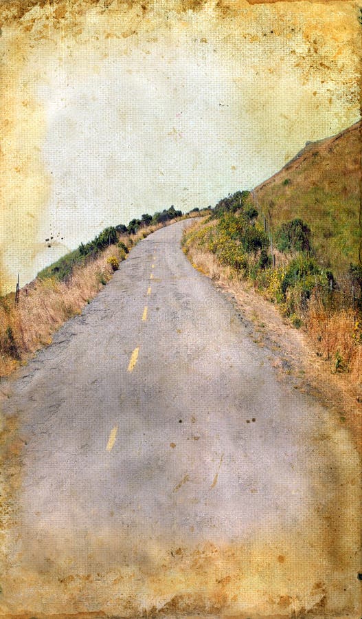 Country Road on a Grunge Background Stock Image - Image of land ...