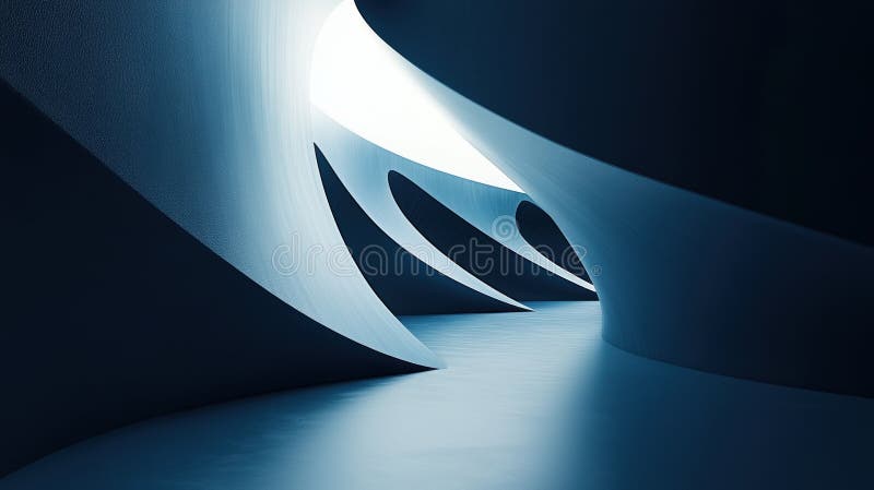 Winding Curves in a Modern Architectural Space Stock Illustration ...