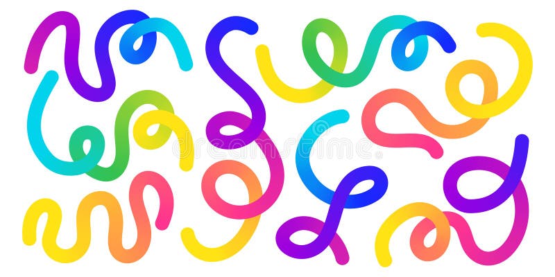 Winding Curvy Vivid Swirls - Looping Sinuous Rainbow Lines, Undulating ...