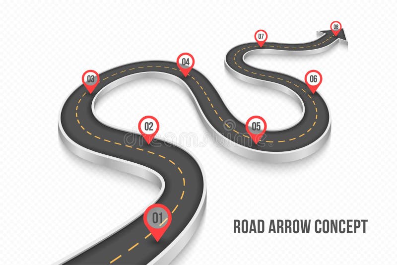 Winding 3d Road Infographic Concept on a White Background. Timeline ...