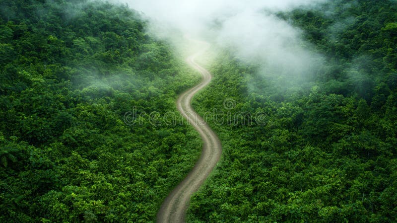 Winding Dirt Path through Lush Green Forest Stock Illustration ...